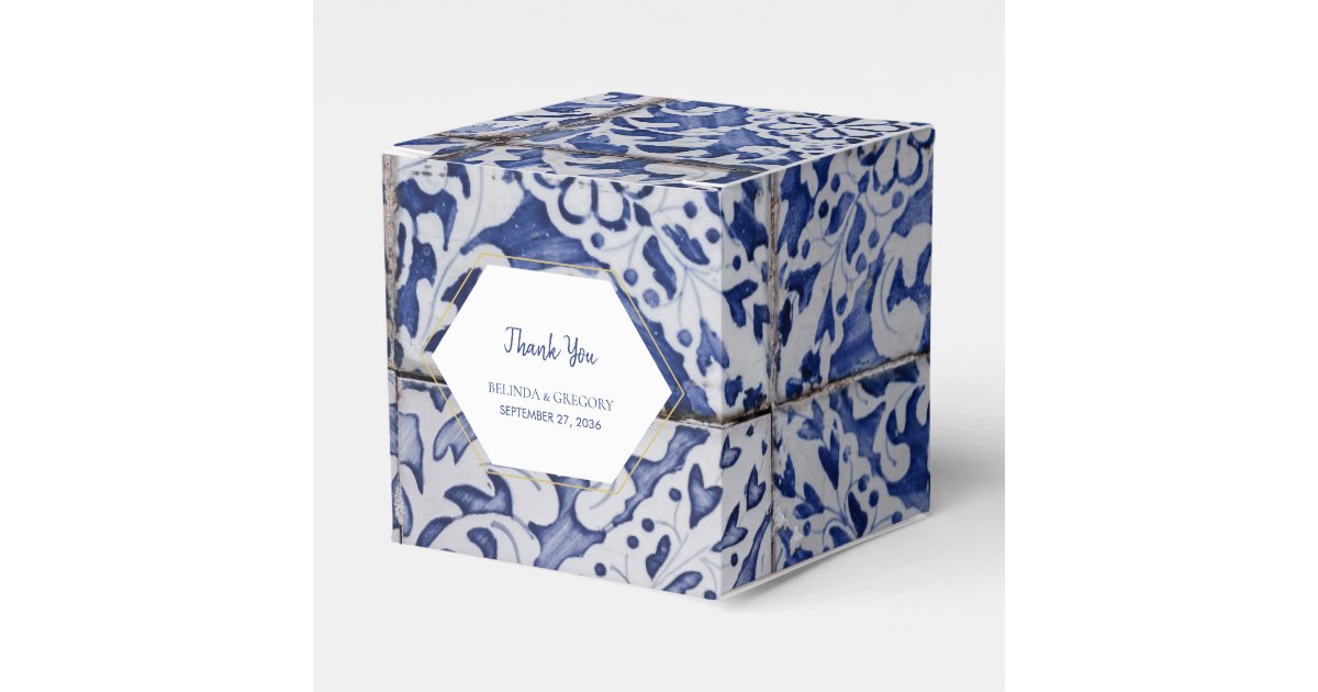 Rustic Portuguese Tiles Wedding Favor Boxes | Zazzle