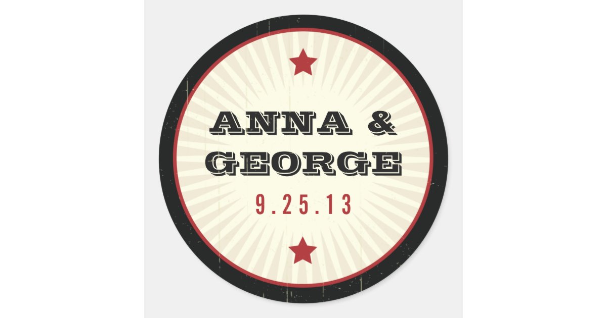 Rustic Poster: Red & Black Sticker Seal | Zazzle