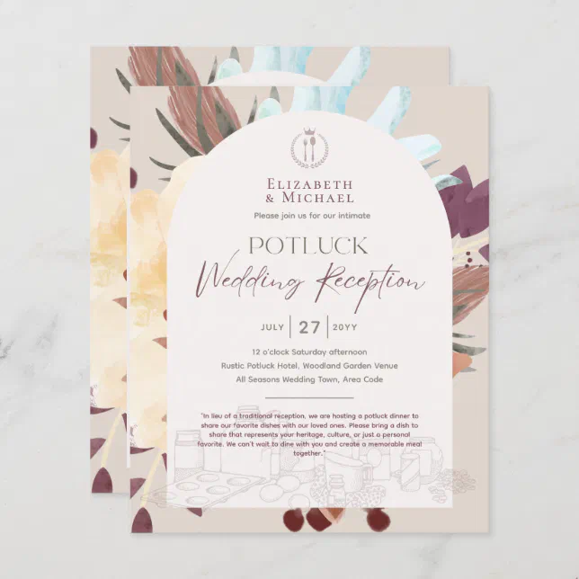 Rustic POTLUCK Wedding Reception Template Invite | Zazzle