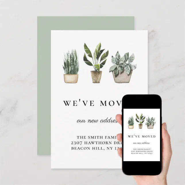 Rustic Potted Plants We've Moved Announcement | Zazzle