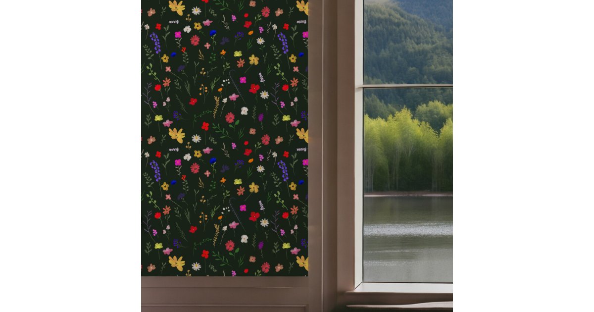 Rustic Pretty Hand Painted Wildflowers Pattern Wallpaper | Zazzle