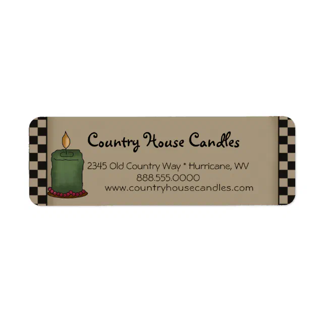 Rustic Primitive Candle Checked Country Label | Zazzle