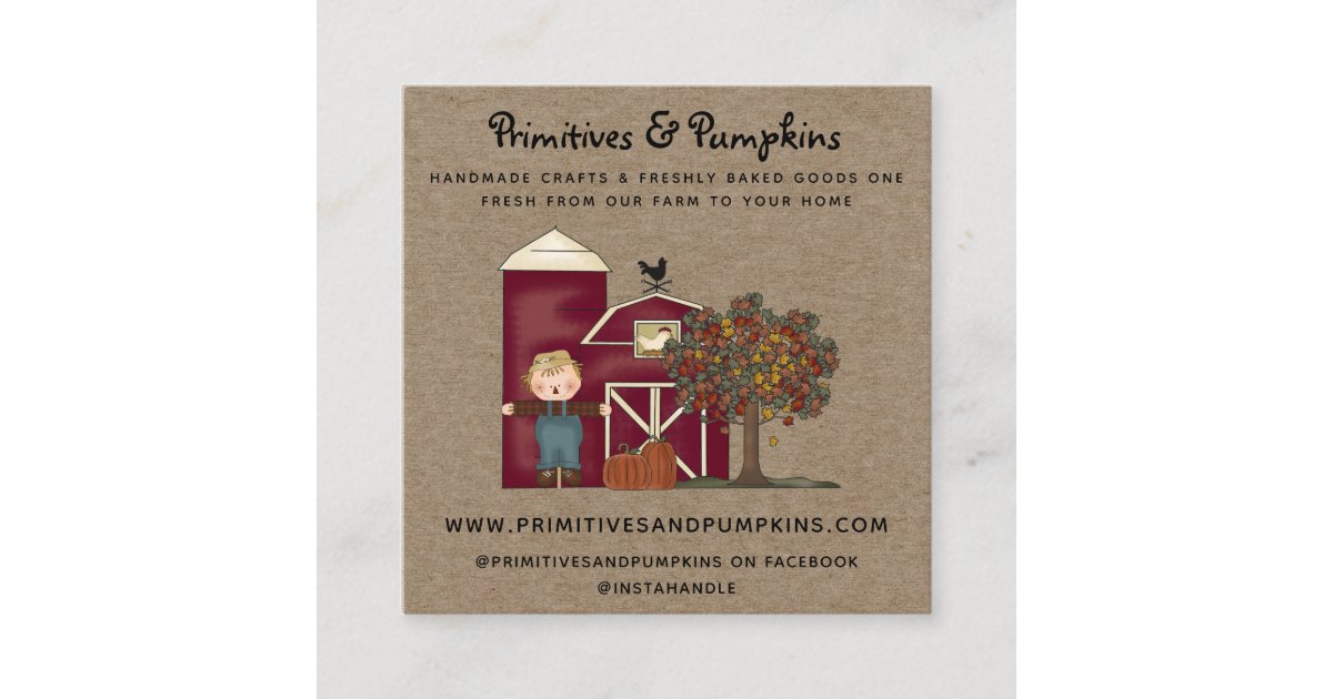 Rustic Primitive Country Fall Business Card | Zazzle