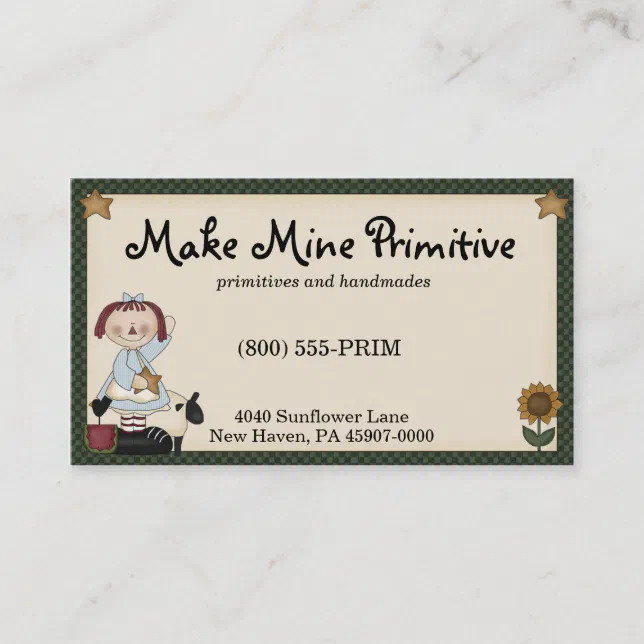 Rustic Primitive Country Profile Business Card | Zazzle