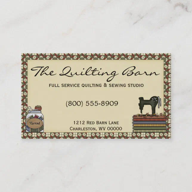 Rustic Primitive Sewing/Quilting Business Card | Zazzle