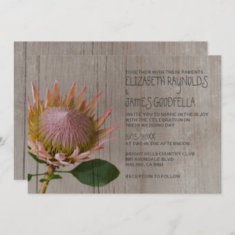 Rustic Protea Wedding Invitations | Zazzle