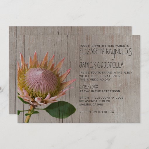 Rustic Protea Wedding Invitations | Zazzle