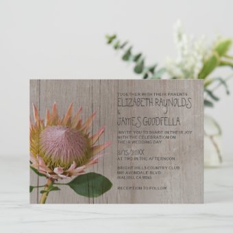 Rustic Protea Wedding Invitations | Zazzle