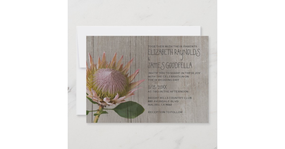 Rustic Protea Wedding Invitations | Zazzle