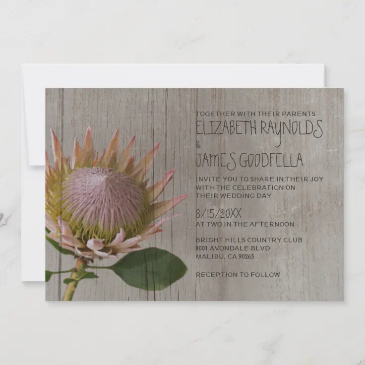 Rustic Protea Wedding Invitations | Zazzle