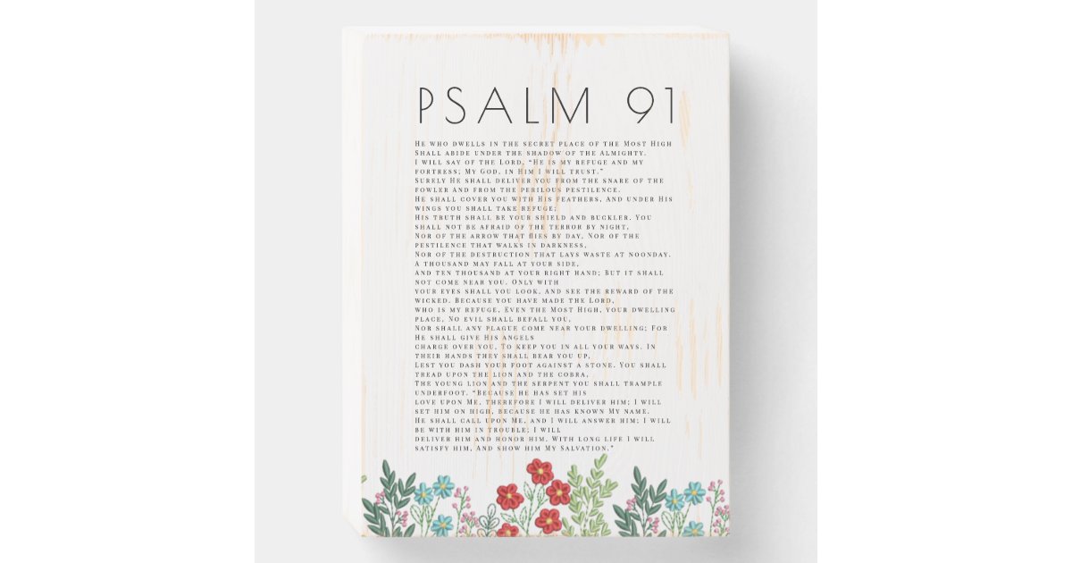 Rustic Psalm 91 Wood Sign Colorful Art Flowers | Zazzle
