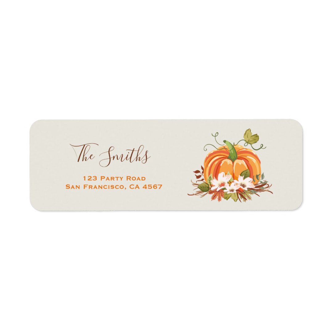 Rustic Pumpkin Address Labels Fall Autumn Neutral | Zazzle