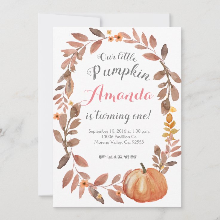 Rustic Pumpkin Autumn Fall Birthday Party Invitation | Zazzle