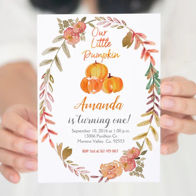 Rustic Pumpkin Autumn Fall Birthday Party Invitation | Zazzle
