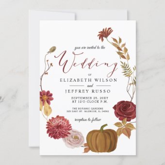 Rustic Pumpkin Autumn Fall Wedding Invitation | Zazzle