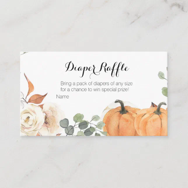 Rustic pumpkin Baby Shower - Diaper Raffle Card | Zazzle
