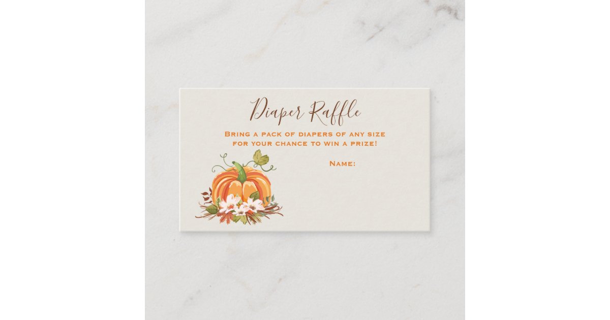 Rustic Pumpkin Diaper Raffle Card Fall Autumn | Zazzle
