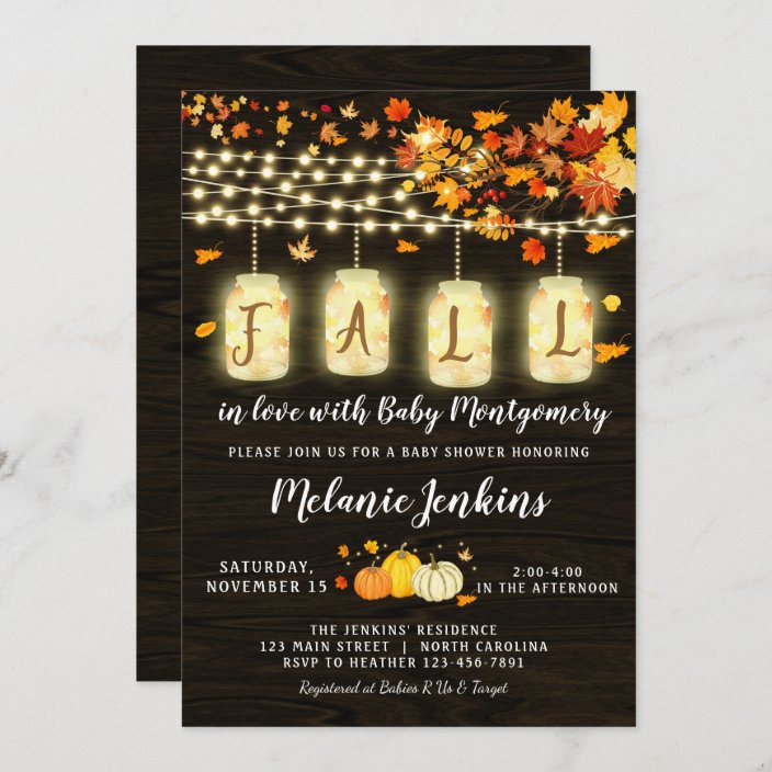 Rustic Pumpkin Fall Baby Shower Invitation | Zazzle.com
