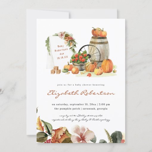 Rustic Pumpkin Fall Baby Shower Invitation | Zazzle