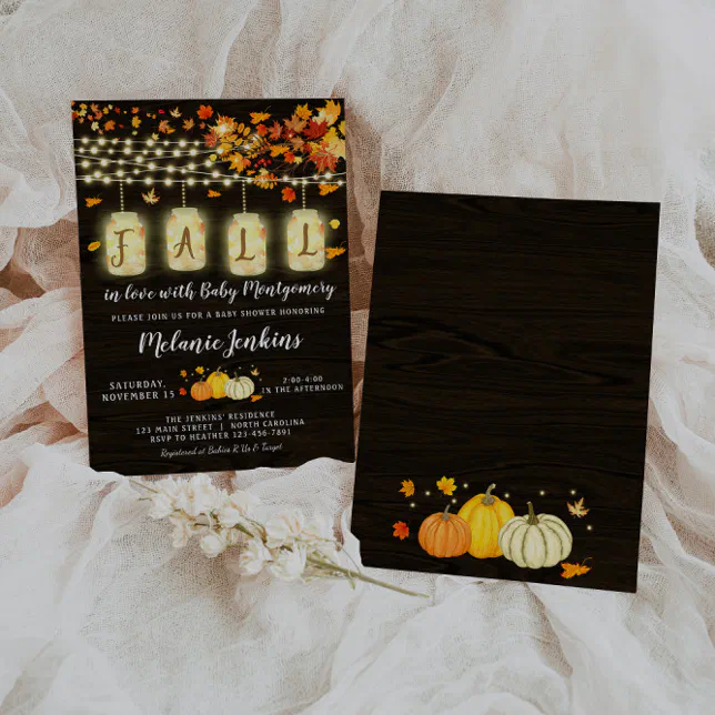 Rustic Pumpkin Fall Baby Shower Invitation | Zazzle