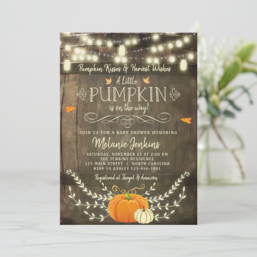 Rustic Pumpkin Fall Baby Shower Invitation | Zazzle