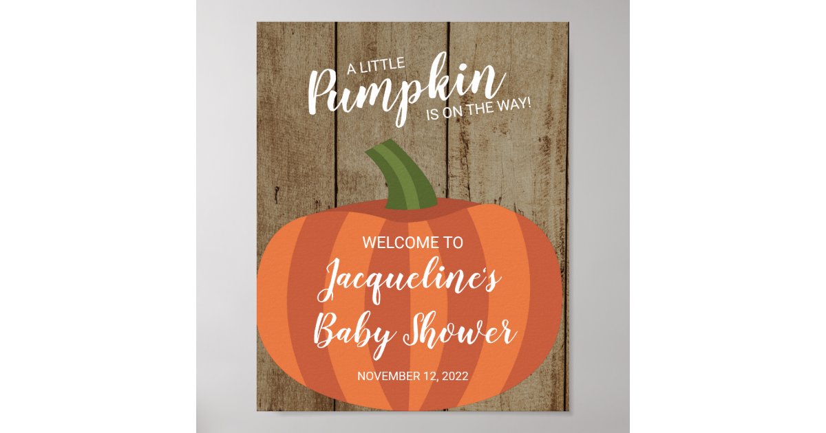 Rustic Pumpkin Fall Baby Shower Welcome Sign | Zazzle