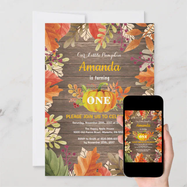 Rustic Pumpkin Fall Birthday Invitation | Zazzle