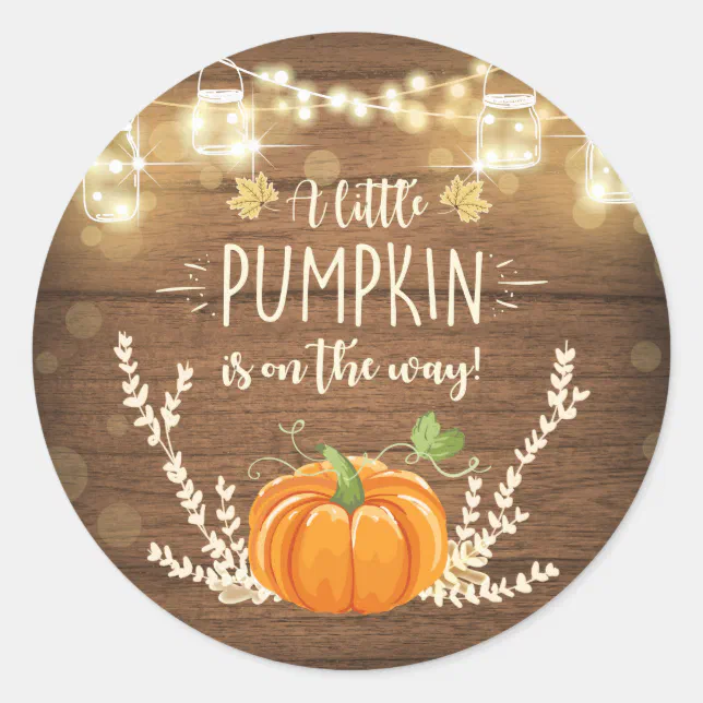 Rustic Pumpkin Favor Tags Sticker Topper Wood Fall | Zazzle