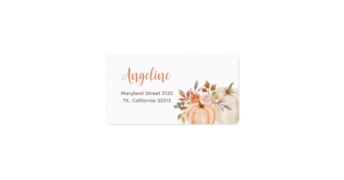 Rustic Pumpkin Floral Bridal Shower Address Label | Zazzle