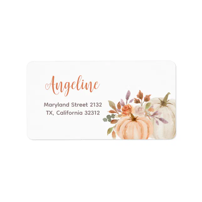Rustic Pumpkin Floral Bridal Shower Address Label | Zazzle