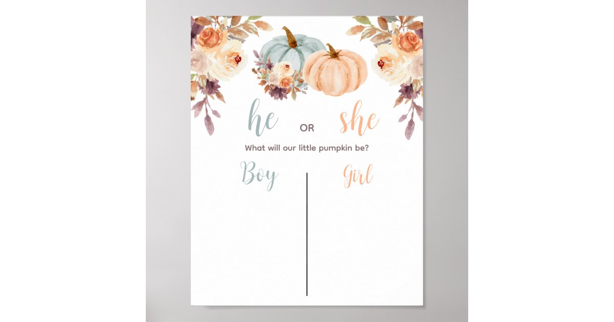 Rustic Pumpkin Gender Reveal Voting Board Poster | Zazzle Rustic Pumpkin Gender Reveal Voting Board Poster | Zazzle