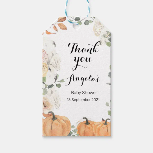 Rustic pumpkin Modern Thank You Tag. Gift Tags | Zazzle