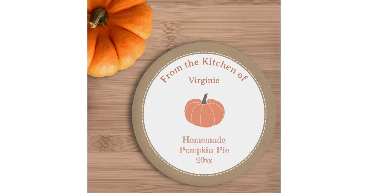 Rustic Pumpkin Pie Label Sticker | Zazzle