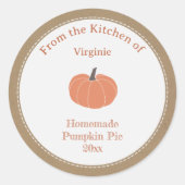 Rustic Pumpkin Pie Label Sticker | Zazzle