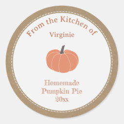 Rustic Pumpkin Pie Label Sticker | Zazzle