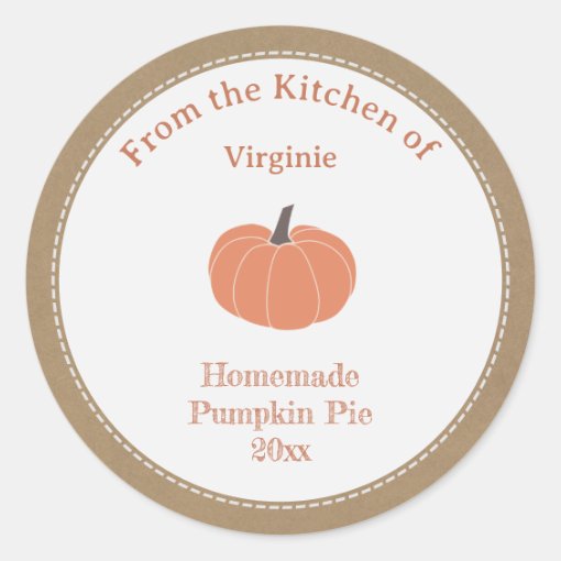 Rustic Pumpkin Pie Label Sticker | Zazzle