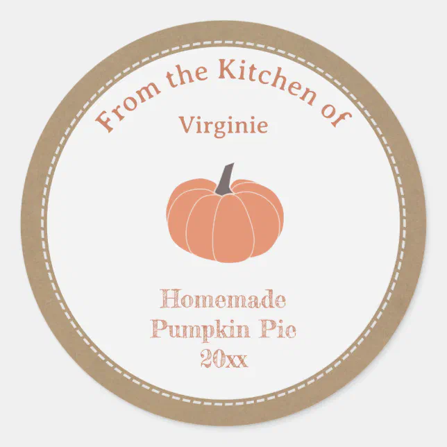 Rustic Pumpkin Pie Label Sticker | Zazzle