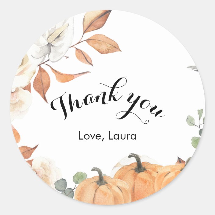 Rustic pumpkin Thank You Stickers | Zazzle.com