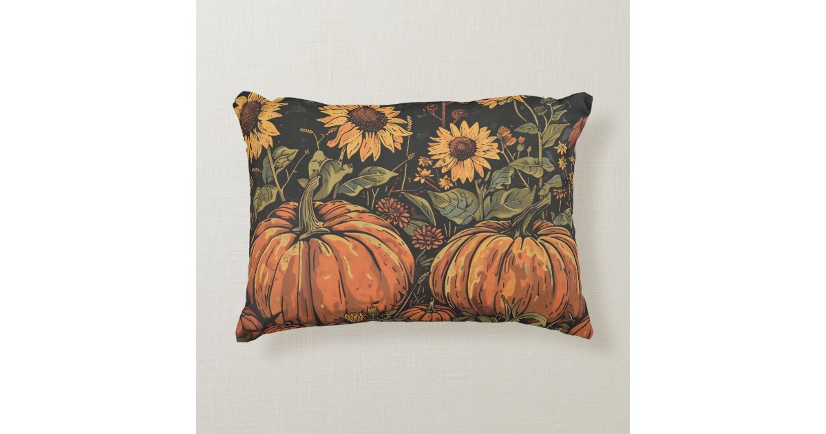 Rustic Pumpkins and Sunflowers - Fall Pillow | Zazzle