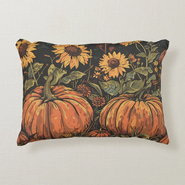 Rustic Pumpkins and Sunflowers - Fall Pillow | Zazzle
