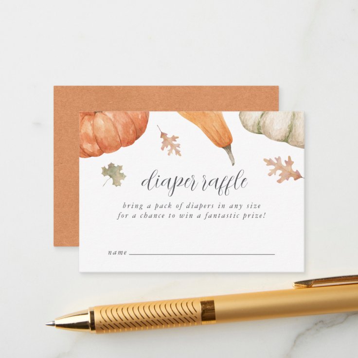 Rustic Pumpkins Fall Baby Shower Diaper Raffle Enclosure Card | Zazzle