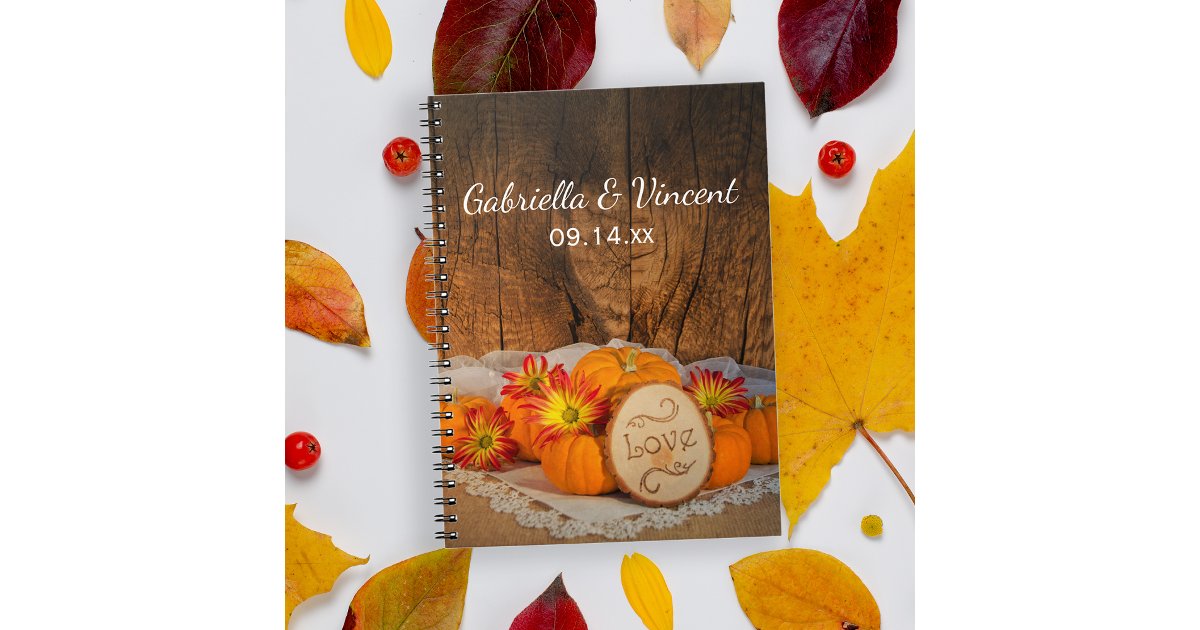 Rustic Pumpkins Fall Barn Wedding Guest Book | Zazzle