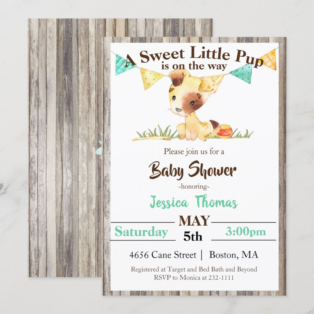Rustic Puppy Dog Boy Baby Shower Invitation | Zazzle