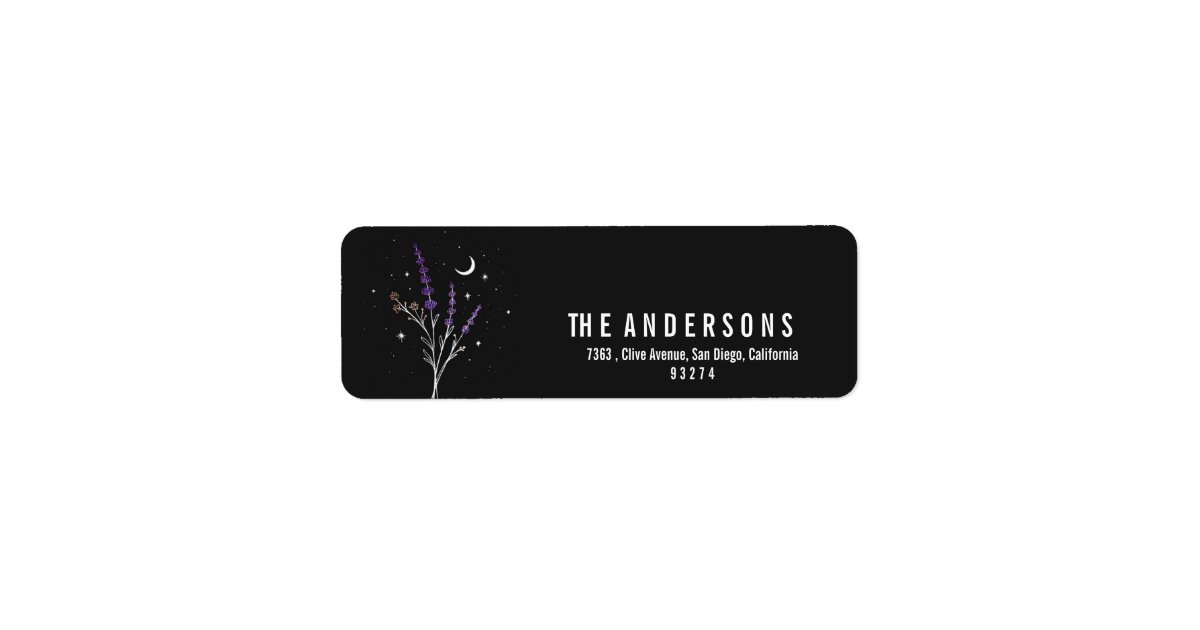 Rustic purple floral & moon label | Zazzle