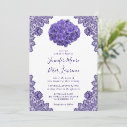 Rustic Purple Floral Wedding Invitation | Zazzle