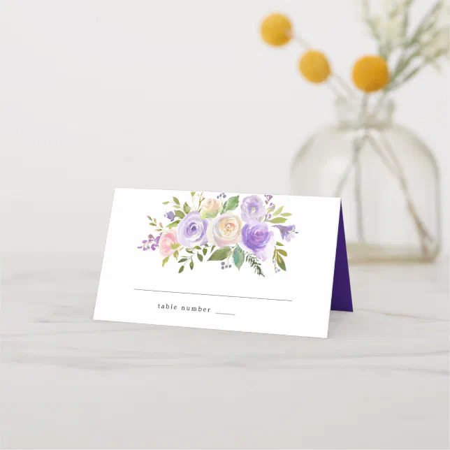Rustic Purple Floral Wedding Place Card | Zazzle