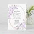 Rustic Purple Rose Floral First Holy Communion Invitation | Zazzle