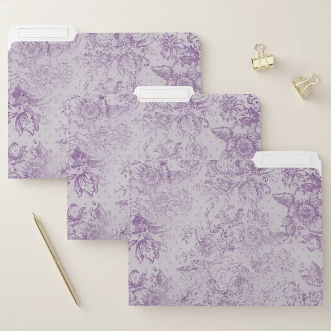 rustic purple, shabby chic,pale lavender florals, file folder | Zazzle