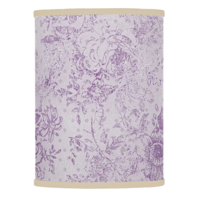 rustic purple, shabby chic,pale lavender florals, lamp shade | Zazzle