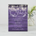 Rustic Purple String Lights Floral Photo Wedding Save The Date | Zazzle